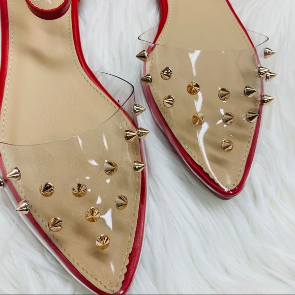 Shoes | Red Clear Studded Pointed Sandal | Poshmark
